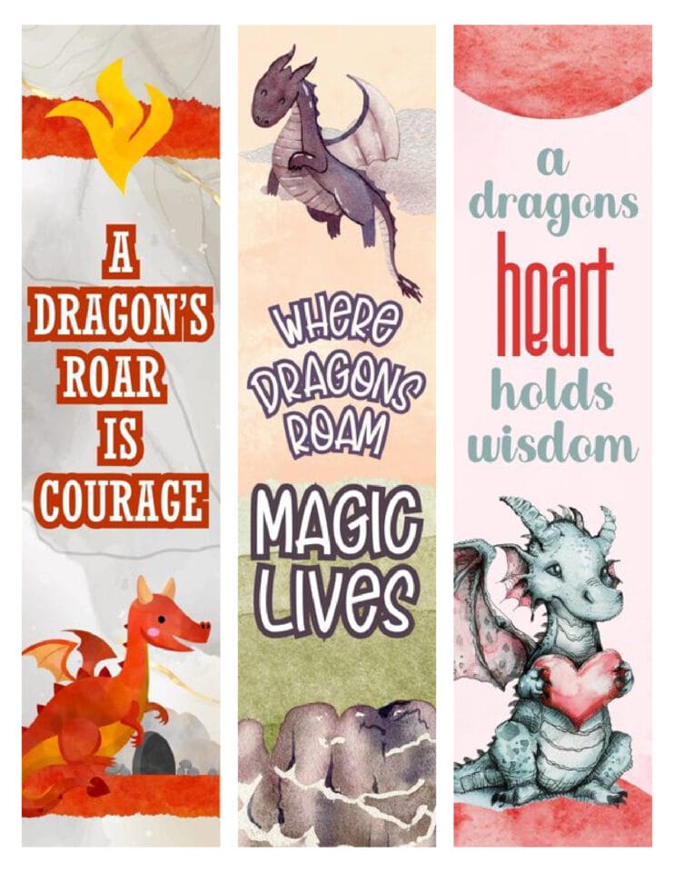 15 Cute Dragon Free Printable Bookmarks – Marketing Artfully