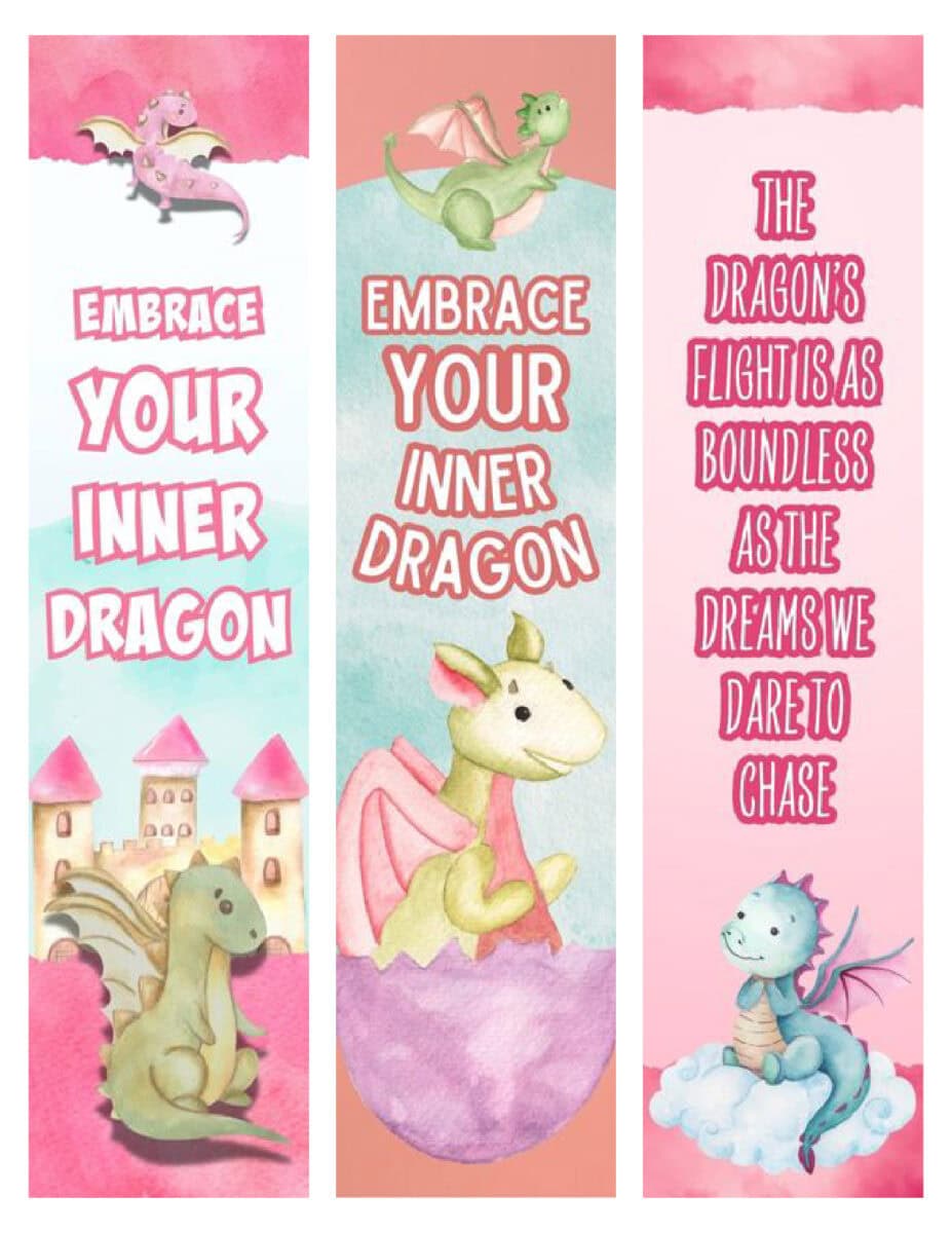 15 Cute Dragon Free Printable Bookmarks – Marketing Artfully