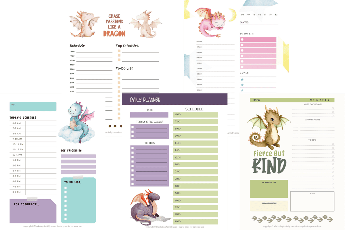 5 Cute Dragons Daily Planner Ideas – Marketing Artfully