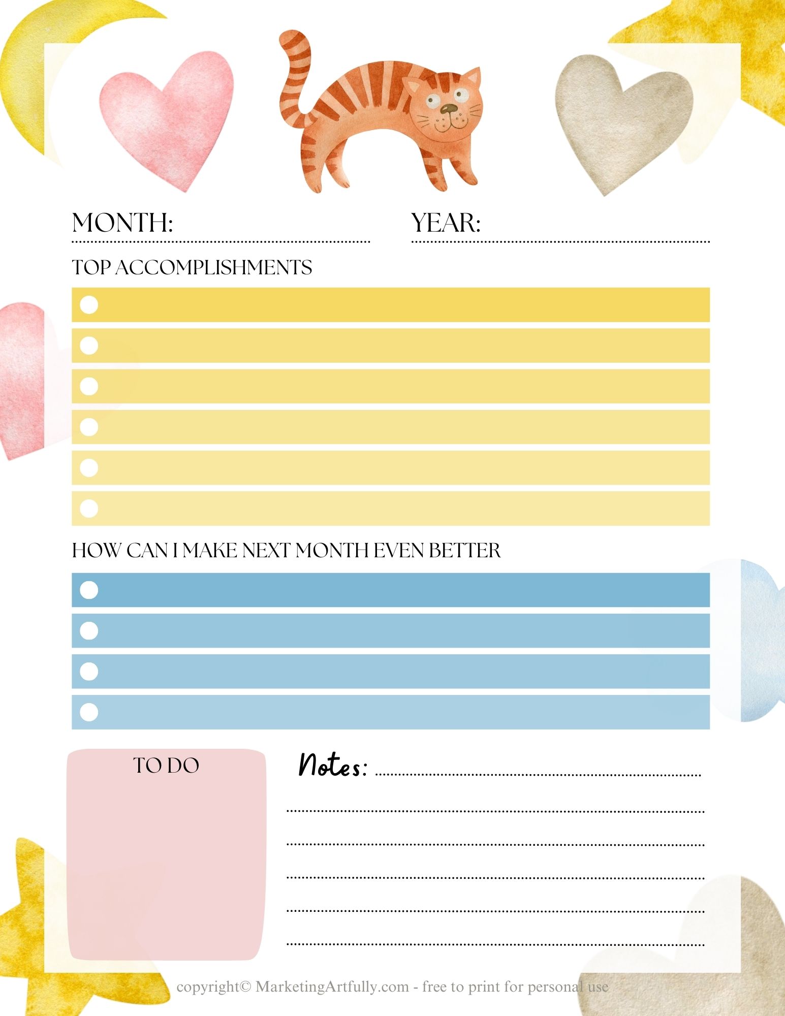 5 Printable Cat Planner Pages - Monthly Planner Ideas