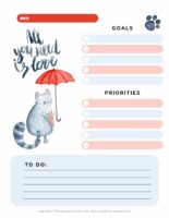 5 Printable Cat Planner Pages - Monthly Planner Ideas