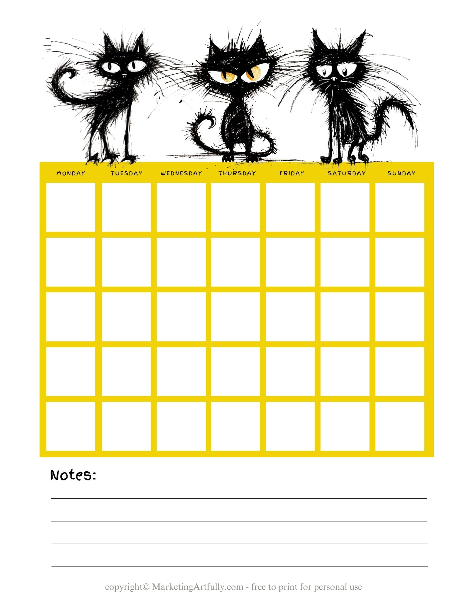5 Printable Cat Planner Pages - Monthly Planner Ideas