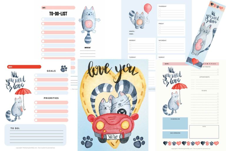 Love Cats Free Printable Planner