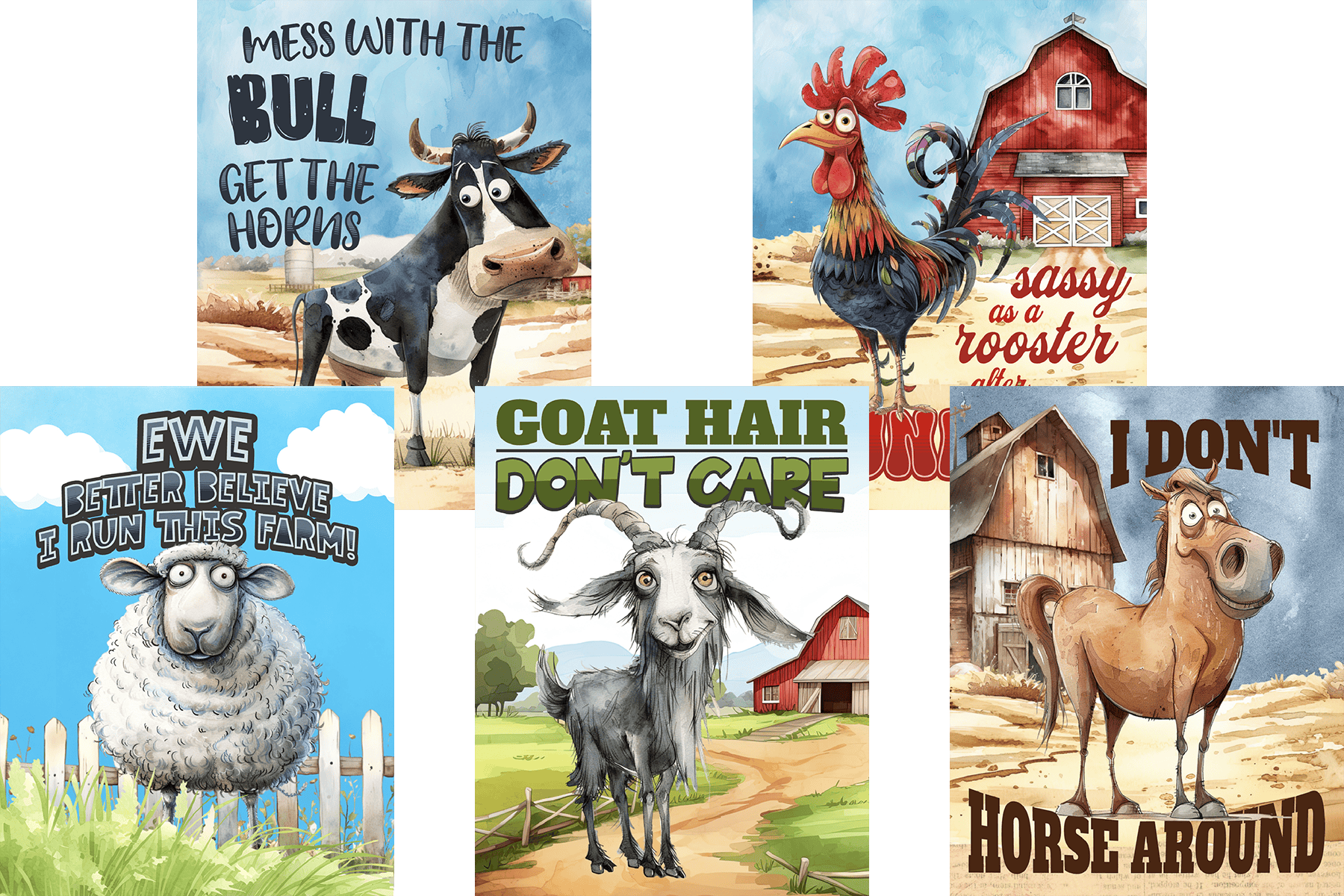 5 Quirky Farm Animal Printables: Fun Sayings for Planners, Journals and ...