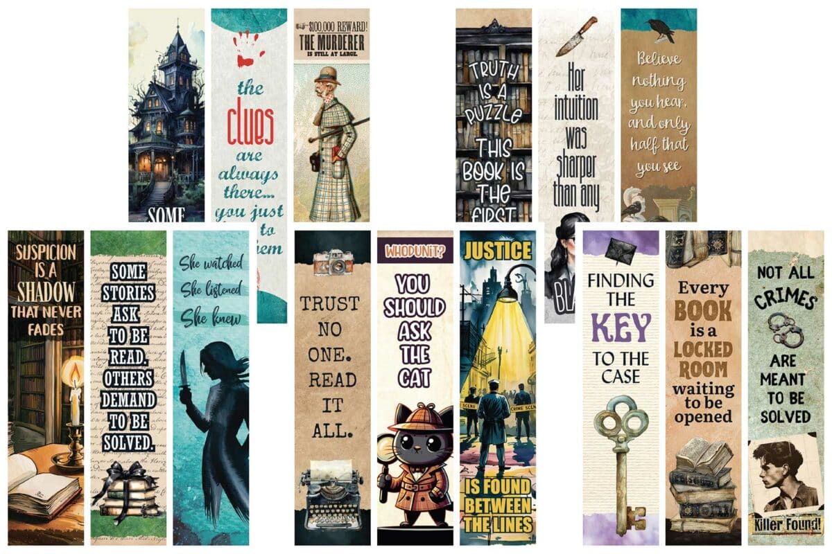15 Free Printable Bookmarks for Mystery Lovers