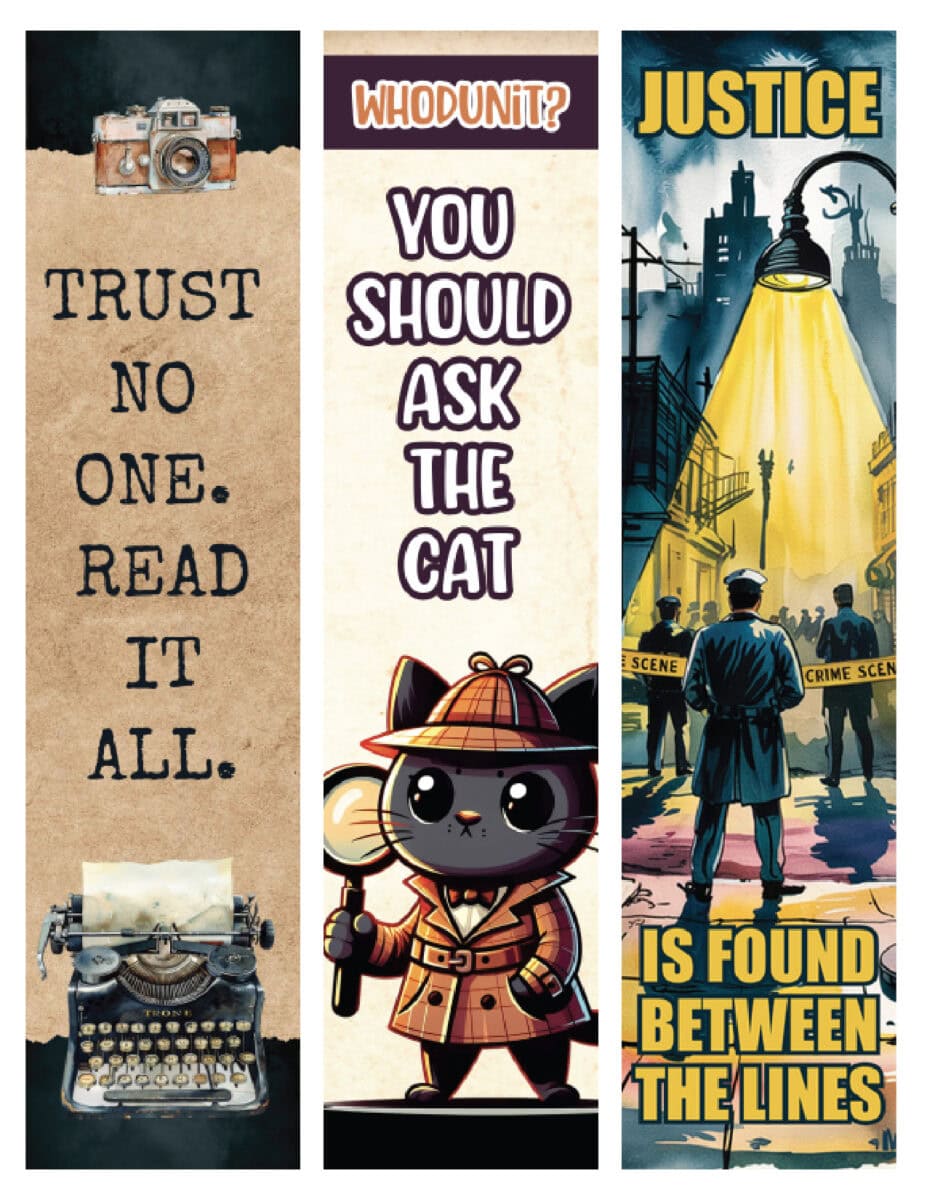 15 Free Printable Bookmarks for Mystery Lovers